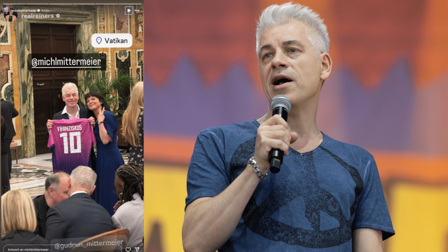 Michael Mittermeier schenkt dem Papst ein Deutschland-Trikot